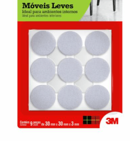 Feltro Protetor Redondo Grande Branco 3x3cm com 9 Unidades - 3M.