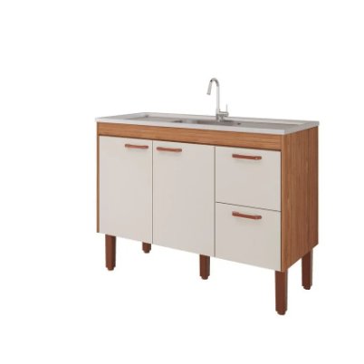 Balcão de Cozinha Slim Freijo/Off White 1,14m - MGM