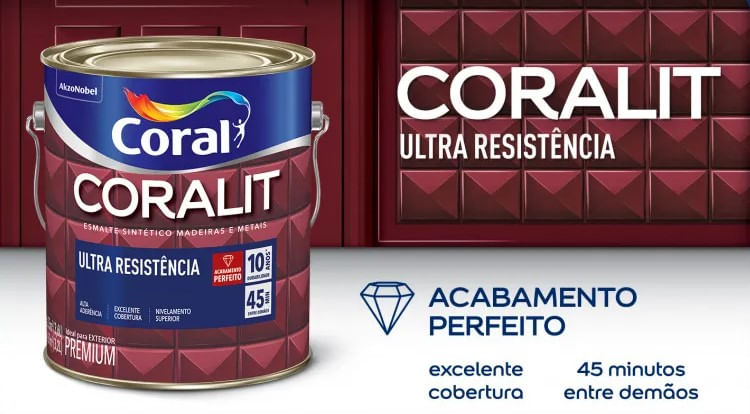 Tinta Esmalte Coralit Ultra Resistência Alto Brilho Marrom Conhaque 3 ...